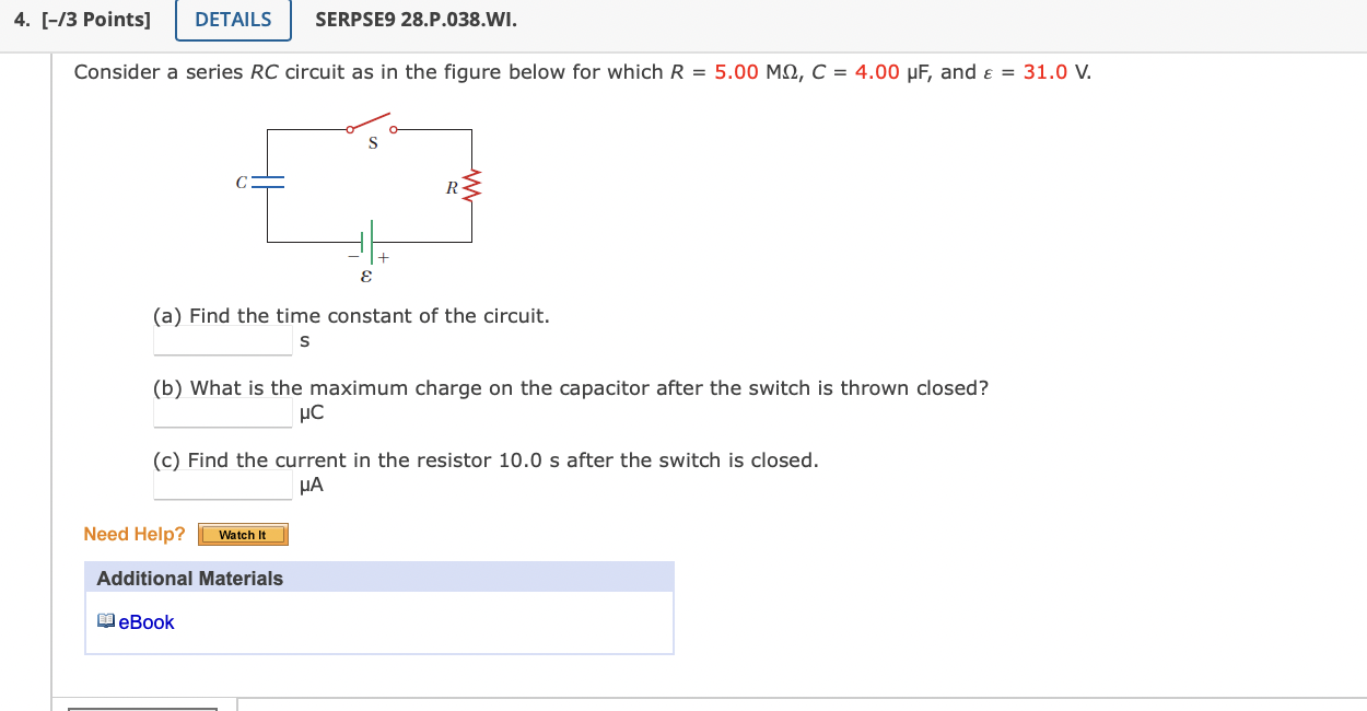 Solved sider a series RC circuit as in the figure below for | Chegg.com
