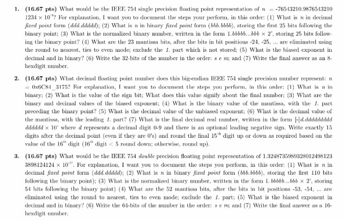 Solved What Decimal Floating Point Number Does This 