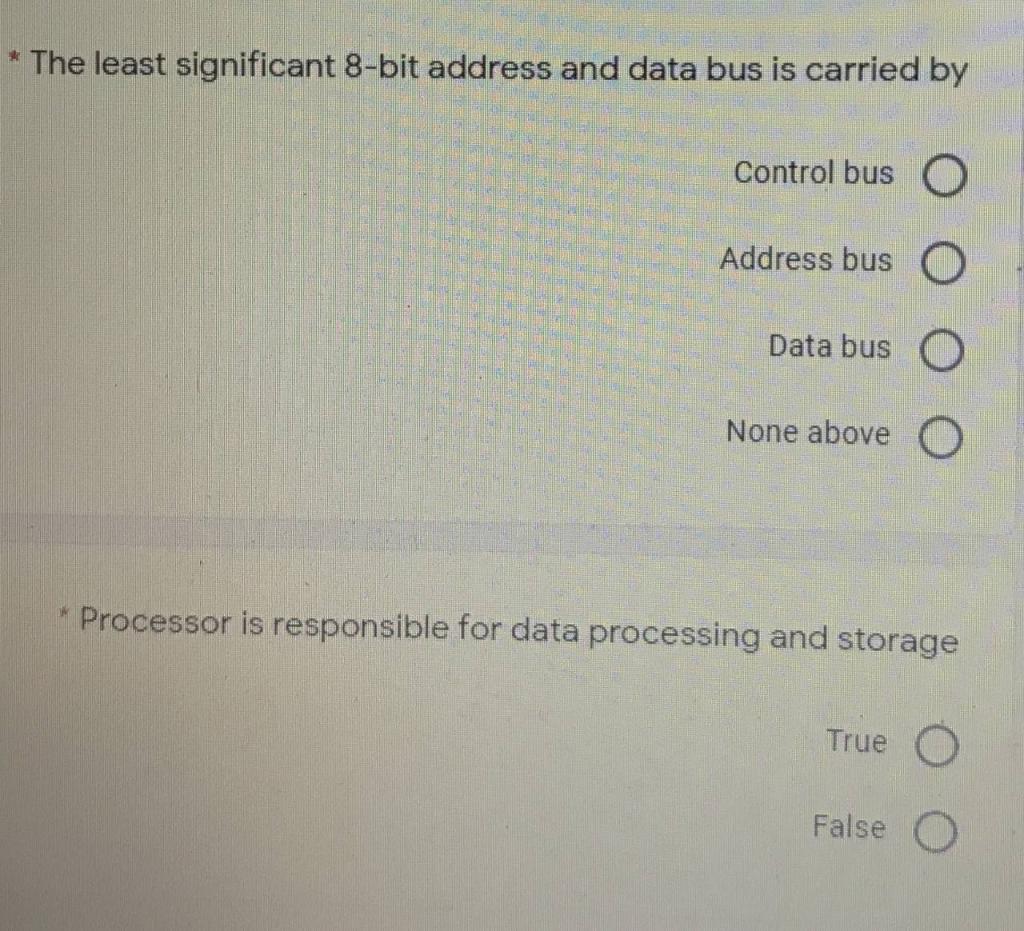 Solved The least significant 8-bit address and data bus is | Chegg.com