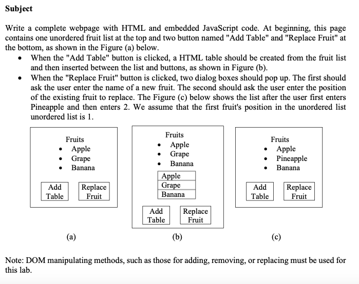 Solved Subject Write Complete Webpage Html Embedded Javascript Code Beginning Page Contains