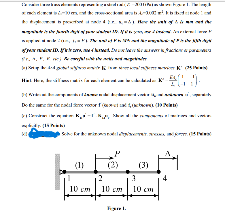 Solved Consider three truss elements representing a steel | Chegg.com