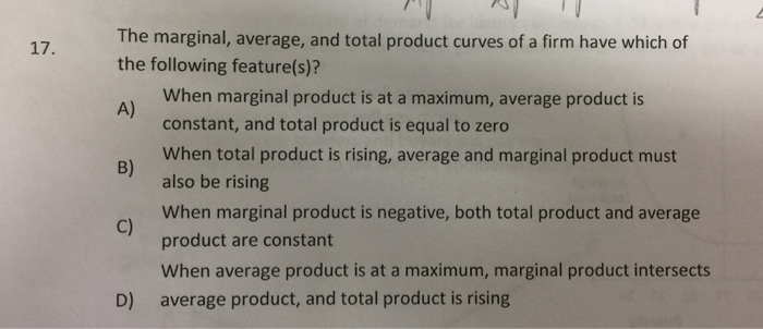 Solved The marginal, average, and total product curves of a | Chegg.com