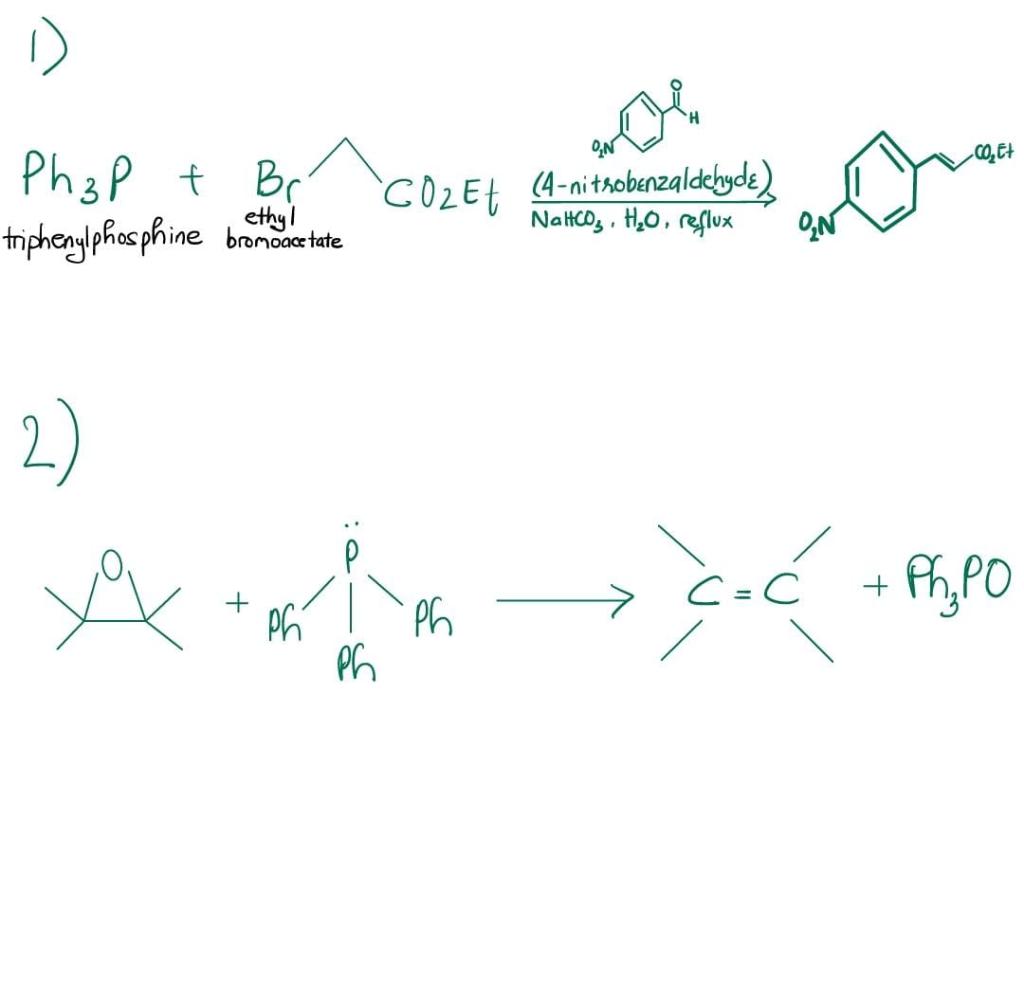 Solved 1) Ph3P + triphenylphosphine bromoacetate Вс ethyl 2) | Chegg.com