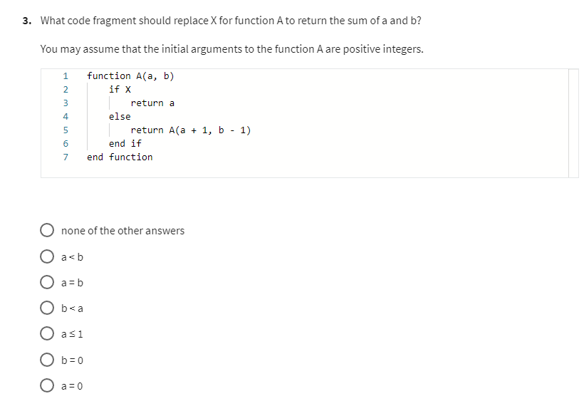 Solved What code fragment should replace x ﻿for function A | Chegg.com