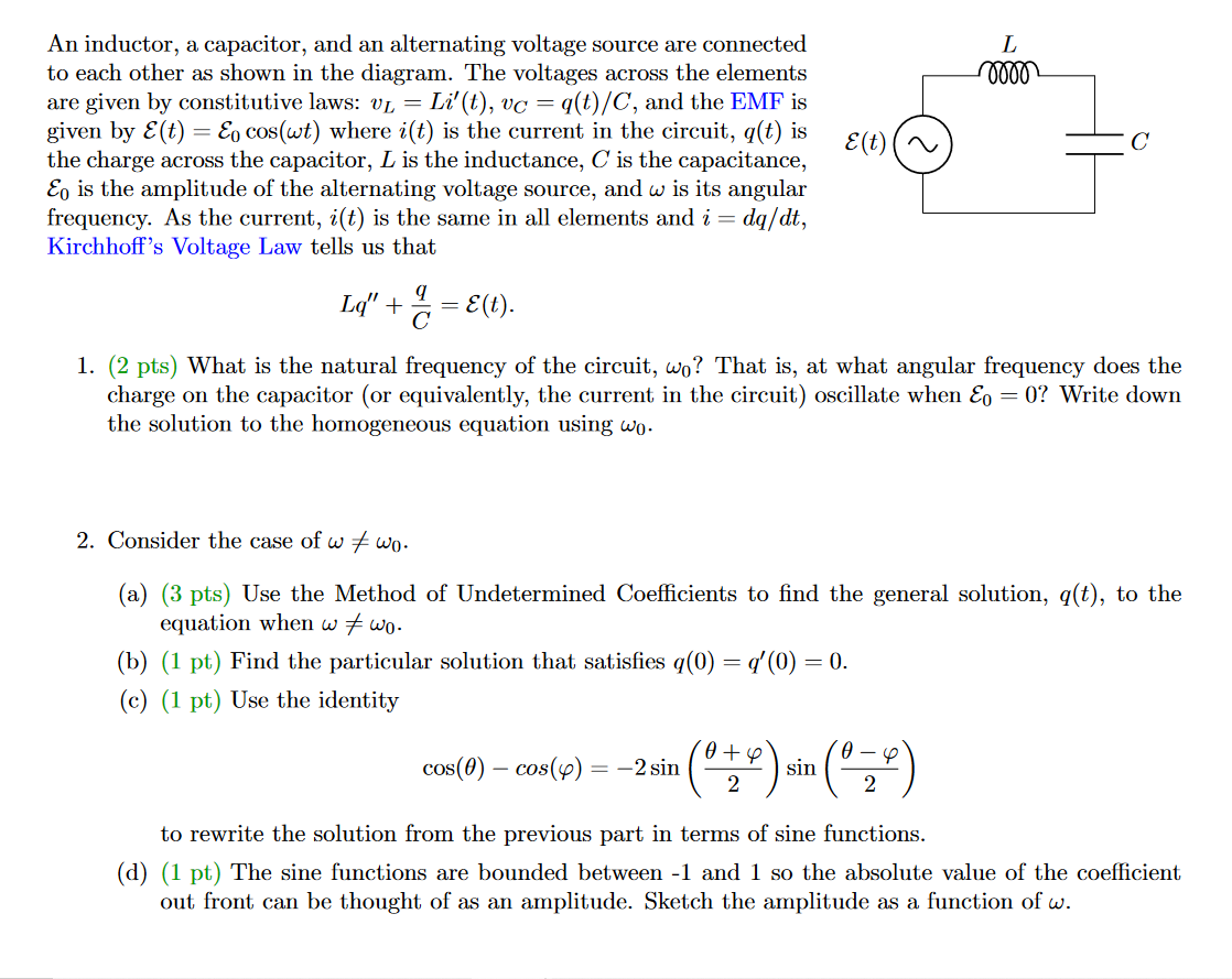 Solved L 10000 An inductor, a capacitor, and an alternating | Chegg.com