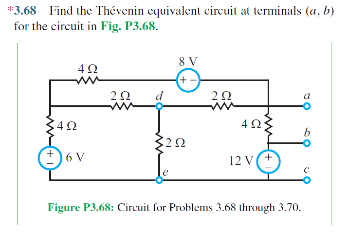 Solved *3.68 Find the Thévenin equivalent circuit at | Chegg.com