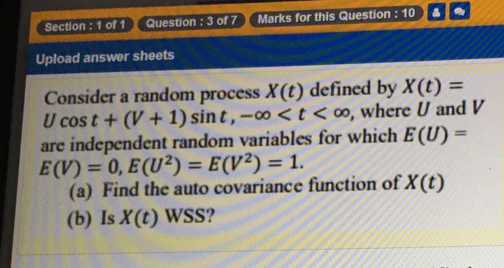 Solved Section : 1 of 1 Question : 3 of 7 Marks for this | Chegg.com