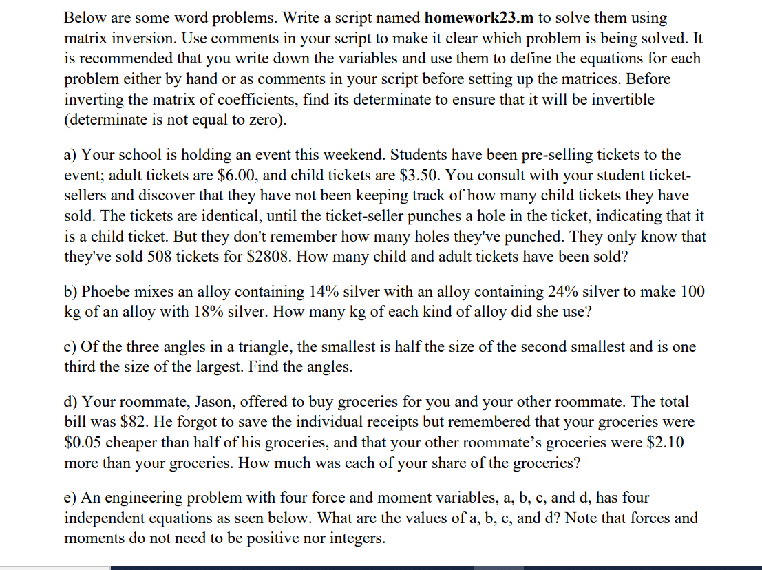 Solved Below are some word problems. Write a script named | Chegg.com