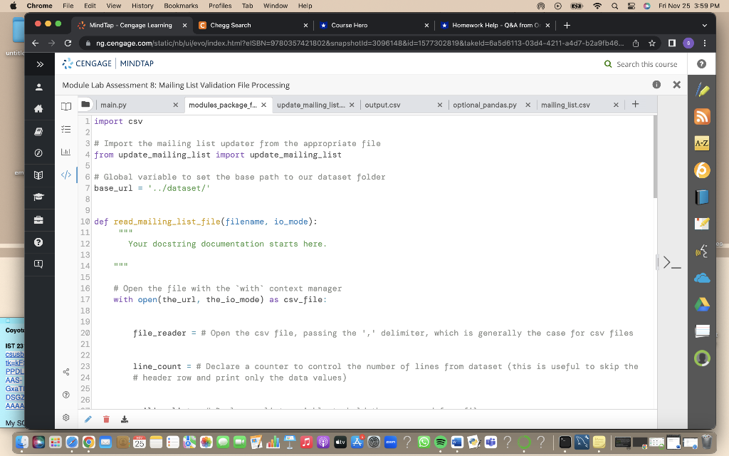 Solved Overview FILETREE E− workspace mailing_listcosv | Chegg.com