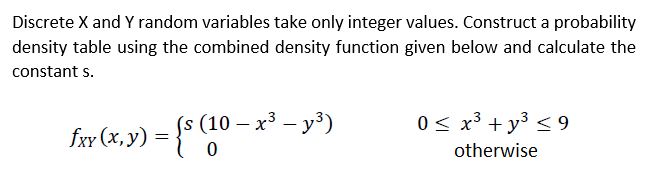Solved Discrete X and Y random variables take only integer | Chegg.com