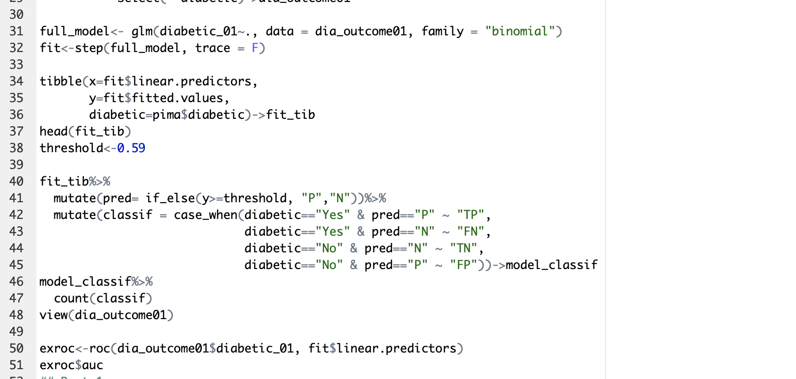 pima % mutate(diabetic_01= | Chegg.com
