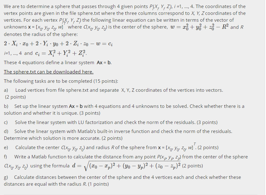 Numerical Methods Analysis Matlab System Linear Chegg