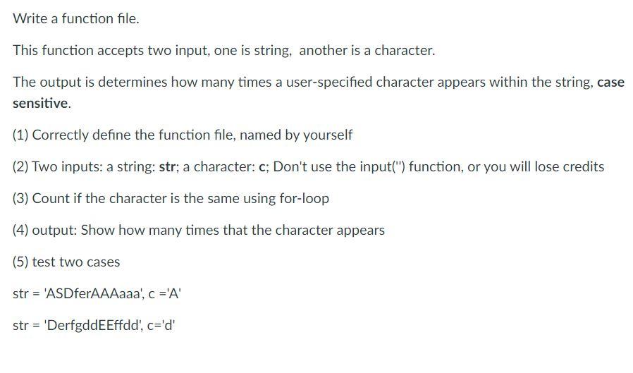 Solved Write a function file. This function accepts two | Chegg.com
