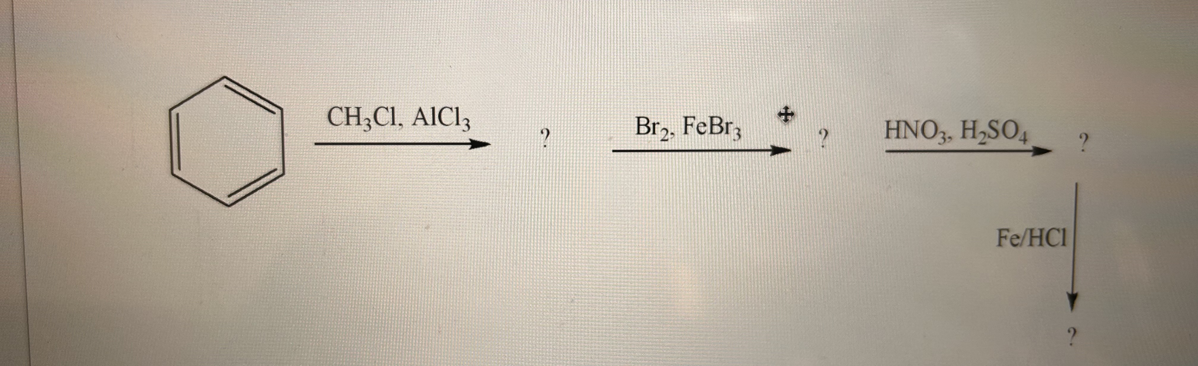 Solved CH3Cl,AlCl3 ? HNO3,H2SO4 ? Fe/HCl | Chegg.com