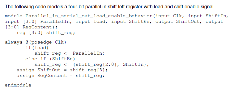 Solved The following code models a four-bit parallel in | Chegg.com