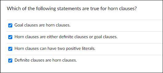 Solved Which of the following statements are true for horn | Chegg.com