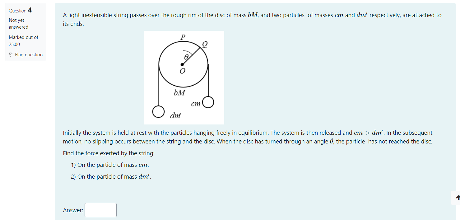 Solved A light inextensible string passes over the rough rim | Chegg.com