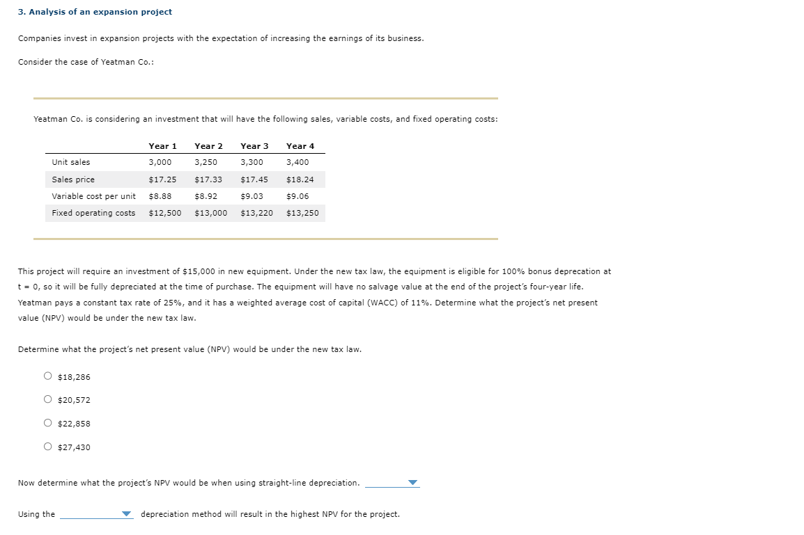 Solved 3. Analysis of an expansion project Companies invest | Chegg.com