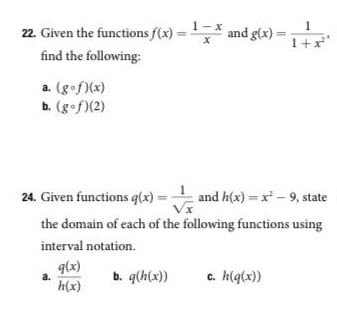 Solved 22. Given the functions f(x)=x1−x and g(x)=1+x21, | Chegg.com