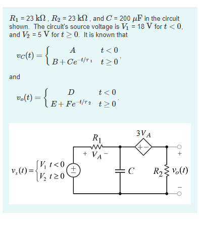 Solved R1 = 23 k22, R2 = 23 k2, and C = 200 uF in the | Chegg.com