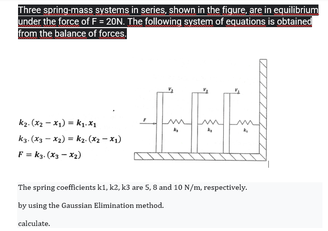 Solved Three spring-mass systems in series, shown in the | Chegg.com