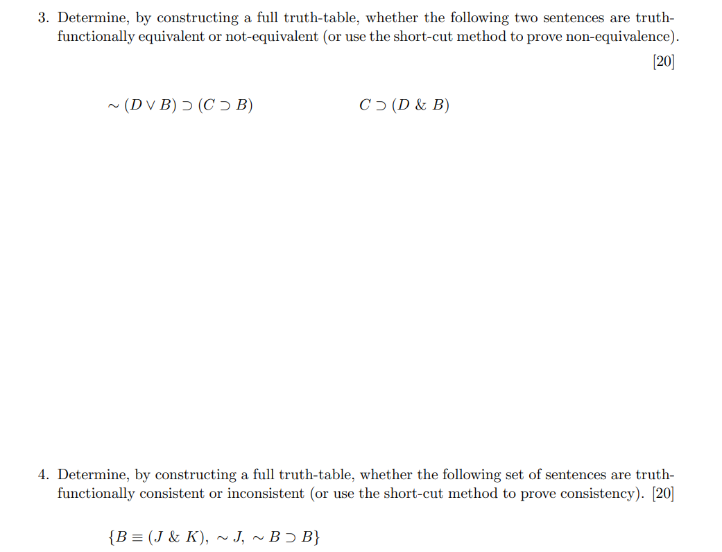 3. Determine, by constructing a full truth-table, | Chegg.com