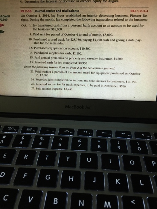 Solved 5. Determine the increase or owners equity for | Chegg.com