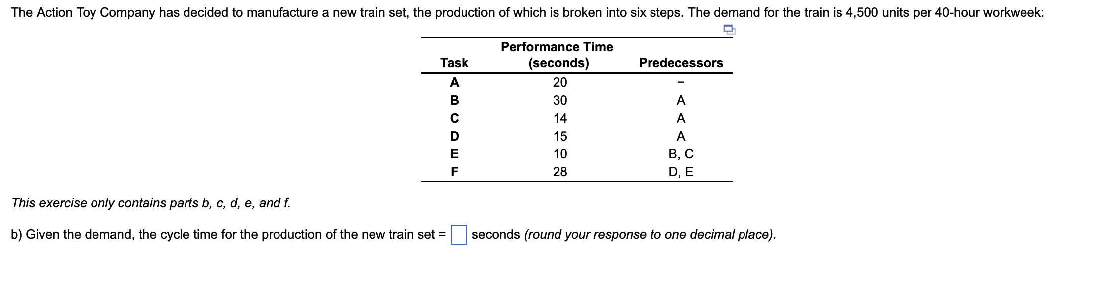 Solved a) The theoretical minimum number of workstations = | Chegg.com