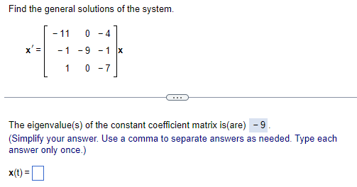 Solved Find the general solutions of the system. | Chegg.com
