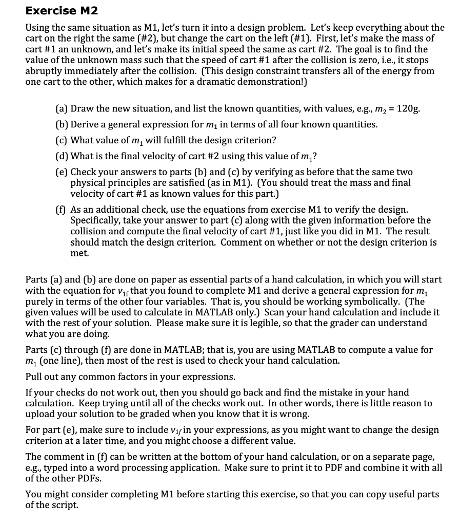 Exercise M2 Using the same situation as M1, let's | Chegg.com