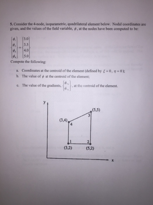 Solved 5. Consider the 4-node, isoparametric, quadrilateral | Chegg.com