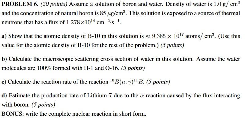 Solved PROBLEM 6. (20 points) Assume a solution of boron and | Chegg.com