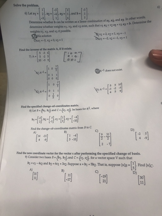 Solved Solve the problem. 6) Determine whether b can be | Chegg.com