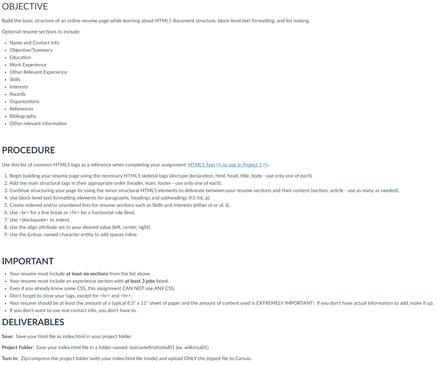 Solved Build the basic structure of an online resume page | Chegg.com