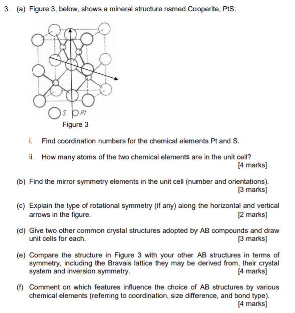 Solved 3. (a) Figure 3, below, shows a mineral structure | Chegg.com
