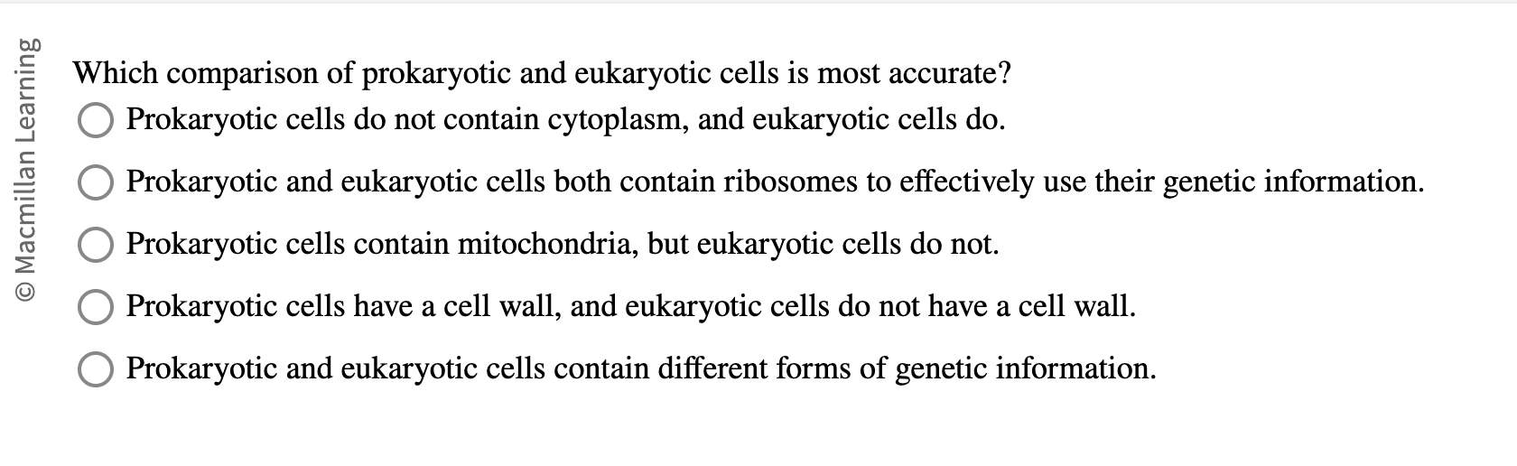 Solved Which comparison of prokaryotic and eukaryotic cells | Chegg.com