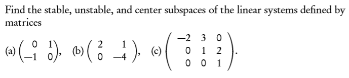 Solved Find the stable, unstable, and center subspaces of | Chegg.com