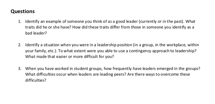 Solved Questions 1. Identify an example of someone you think | Chegg.com