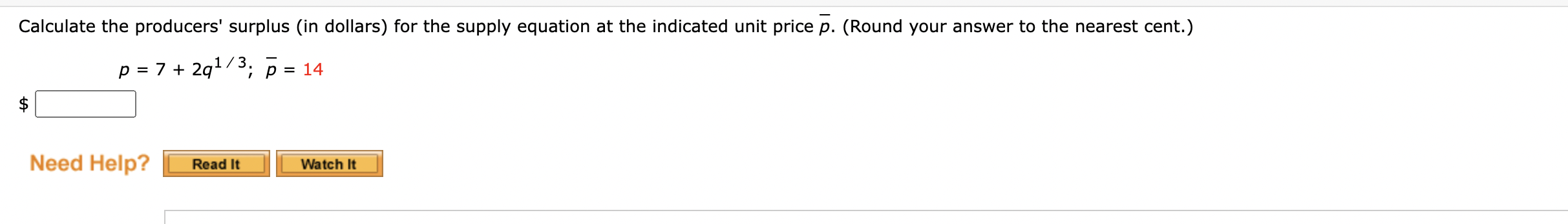 Solved p=7+2q1/3;pˉ=14 | Chegg.com