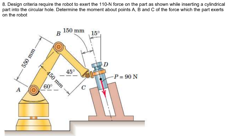 Solved 8. Design criteria require the robot to exert the | Chegg.com