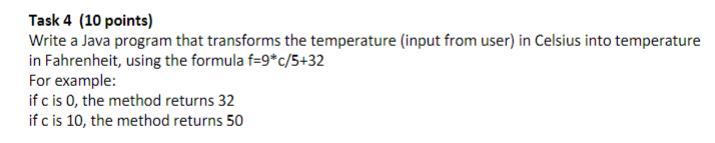 Solved Task 4 (10 points) Write a Java program that | Chegg.com