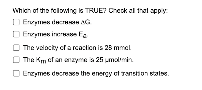 Solved Which of the following is TRUE? Check all that apply: | Chegg.com
