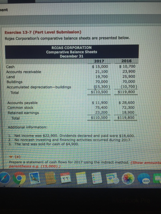 Solved ent Exercise 13-7 (Part Level Submission) Rojas | Chegg.com