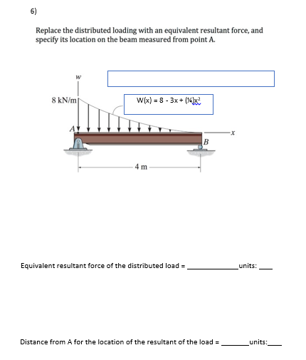 Solved 6) Replace the distributed loading with an equivalent | Chegg.com