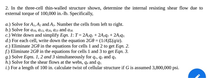 2. In the three-cell thin-walled structure shown, | Chegg.com