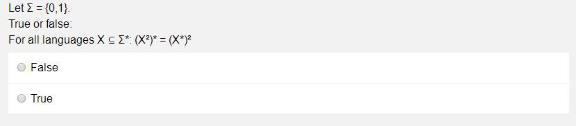 Solved Let Σ={0,1}. True or false: For all languages | Chegg.com