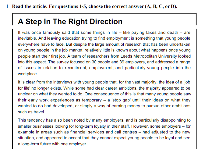 Read the article. For questions 1-5, choose the | Chegg.com