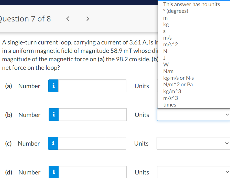 Solved A single-turn current loop, carrying a current of | Chegg.com