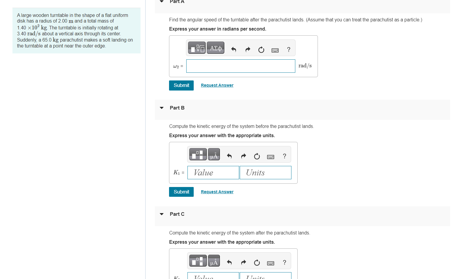Solved A large wooden turntable in the shape of a flat | Chegg.com