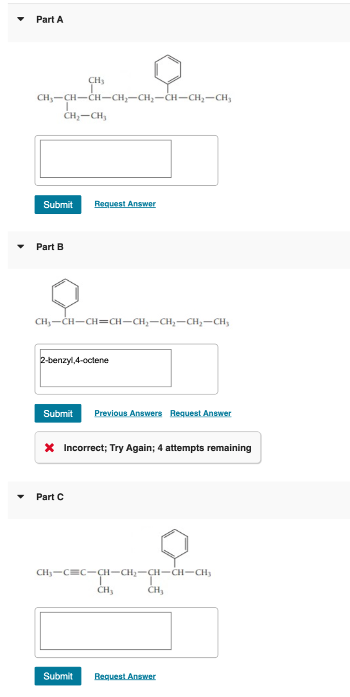 Solved Name each of the following compounds in which the | Chegg.com